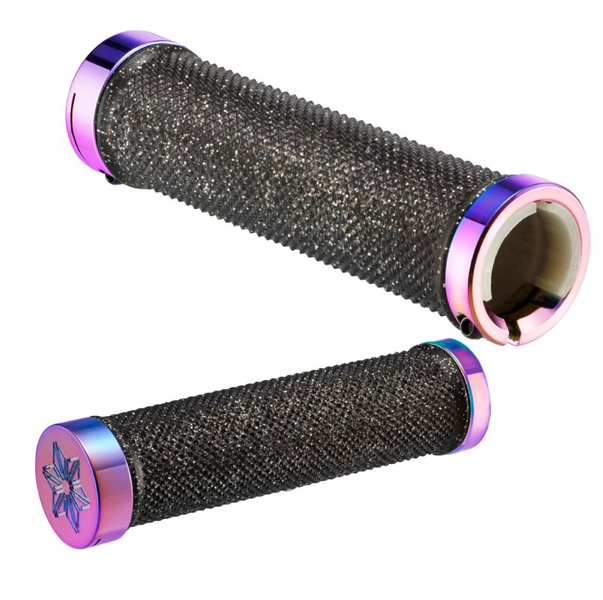 Supacaz MTB Grip Diamond Kush AM - Black Bling + Oil Slick Rings ...