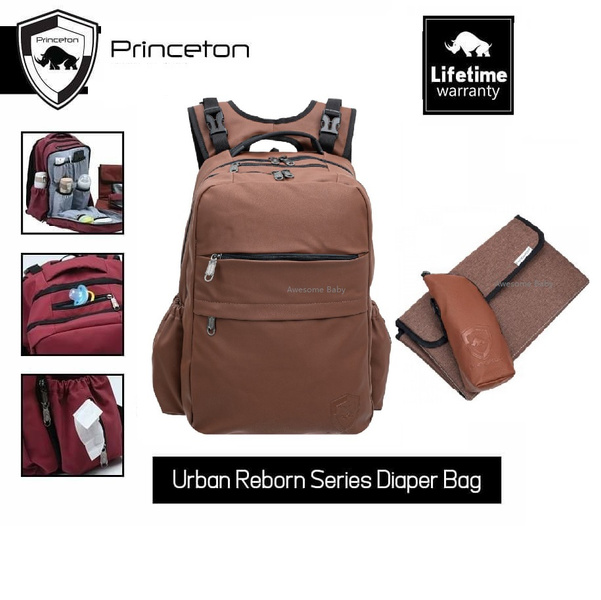Princeton Urban Reborn Series Diaper Bag - Mocha Brown - Awesome Baby