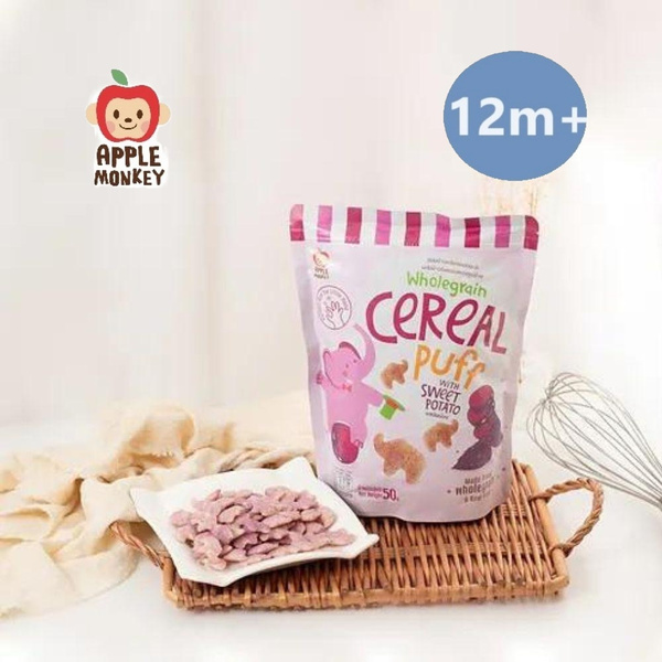 Apple Monkey Wholegrain Cereal Puff with Sweet Potato 50gm - Awesome Baby
