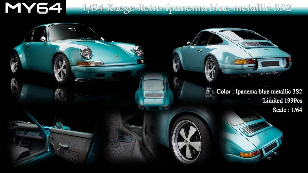 MY64 Resin 1.64 Kaege Retro Classic 911 Ipanema Blue Metalic MY64-911 ...