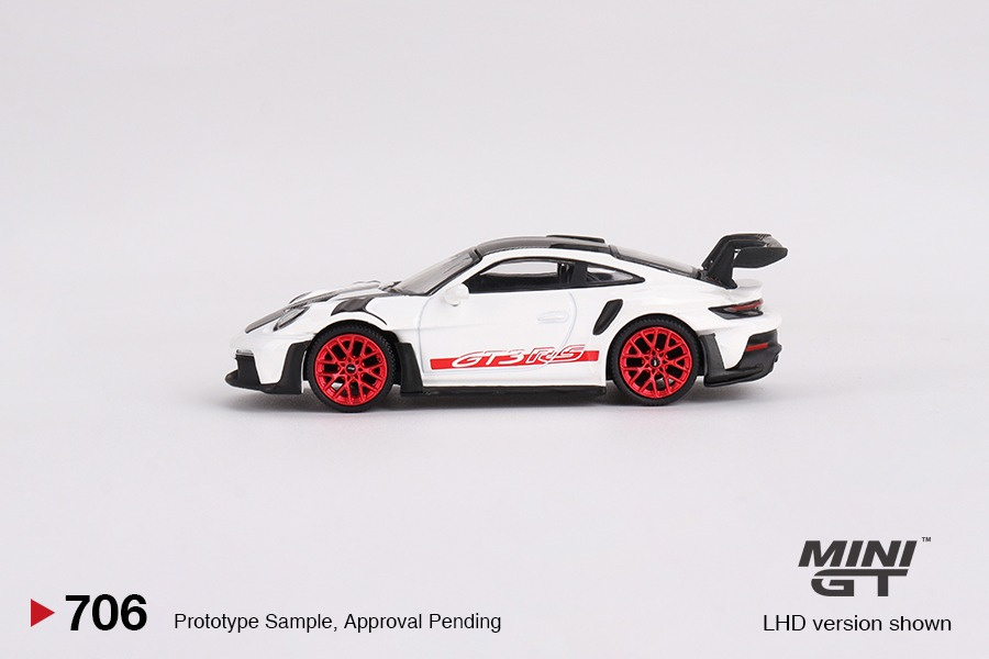 Mini GT 706 Porsche 911 (992) GT3 RS Weissach Package White with Pyro ...