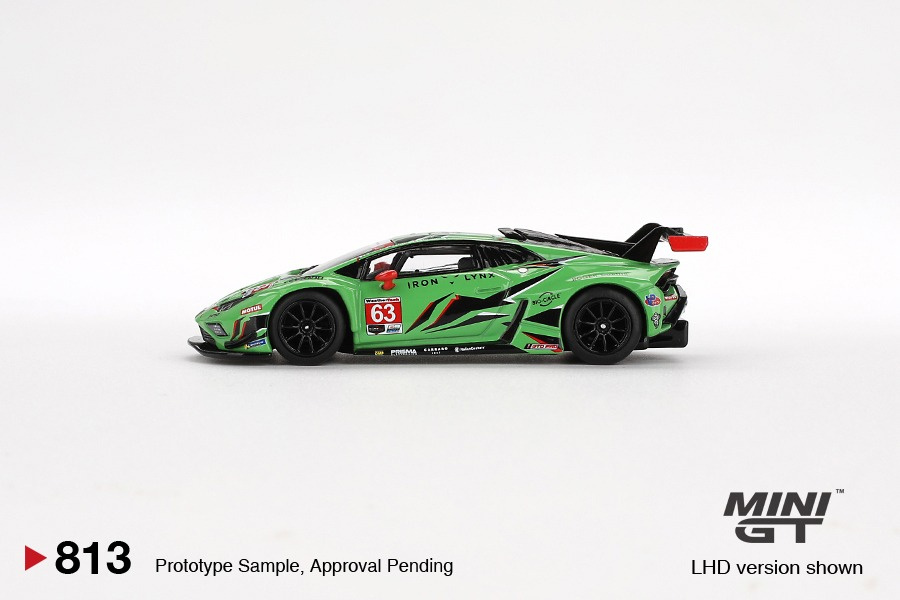 Mini GT 813 Lamborghini Huracan GT3 EVO2 #63 Iron Lynx IMSA 2023 ...