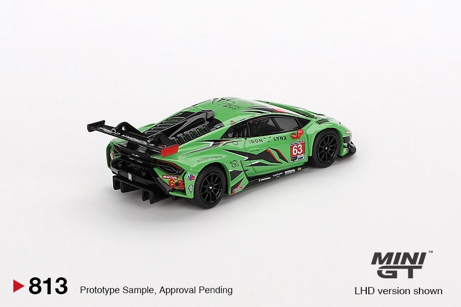 Mini GT 813 Lamborghini Huracan GT3 EVO2 #63 Iron Lynx IMSA 2023 ...