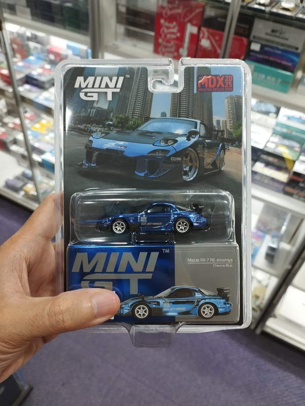 Mini GT 1020 Mazda RX-7 RE-Amemiya Chrome Blue Malaysia Diecast Expo ...