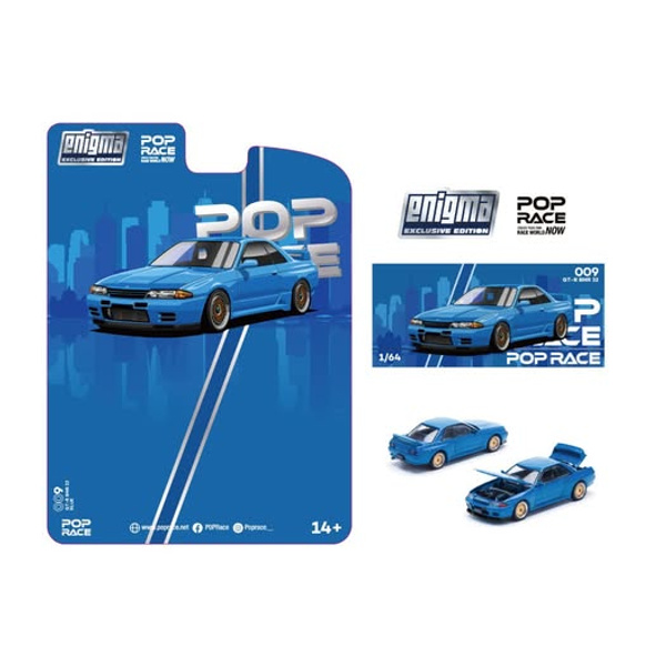 PopRace 1.64 PRE009 Nissan Skyline R32 Bayside Blue (Blister Pack ...