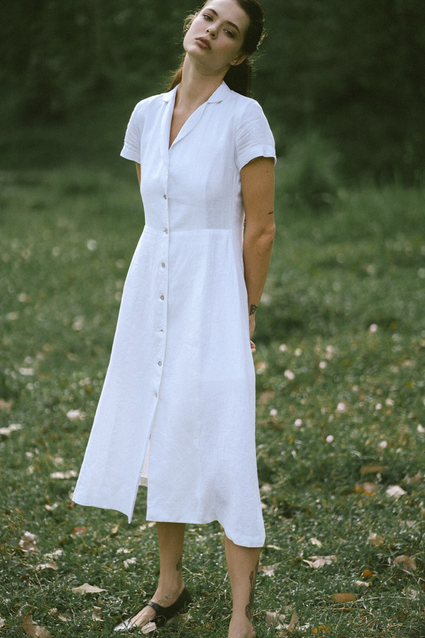 SONGBIRD - Chloe Linen Maxi Dress - White - H I D E