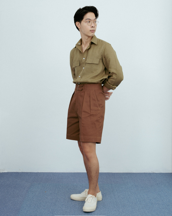 BOB'S YOUR UNCLE - Double Pocket Linen Shirts - Green - H I D E