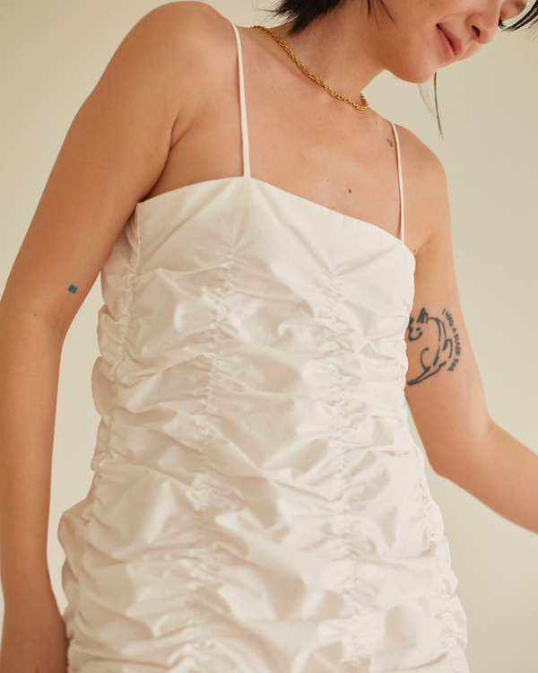 PLAIN JAYNE - THE CRUMPLED DRESS - White - H I D E