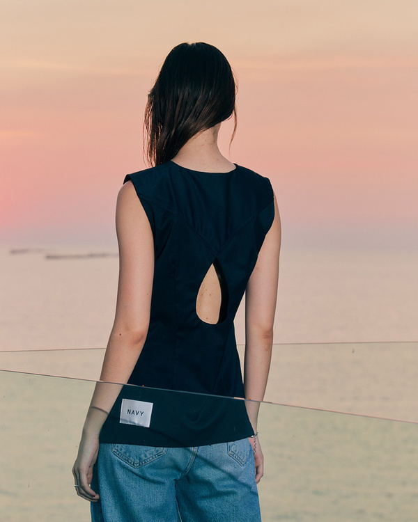 NAVY - Western Cut Vest - Navy - H I D E
