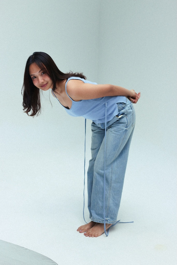SOY - Apron Tie Tank - Ice Blue - H I D E