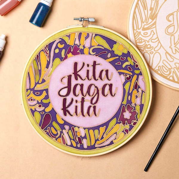 BATIK DIY PAINTING KIT WITH EMBROIDERY HOOP-KITA JAGA KITA - ILHAM GALLERY GIFT SHOP