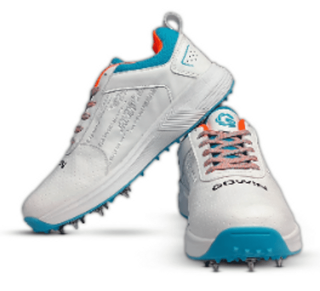 Go Win Tyro Cricket Spikes - White / Island Blue - Maestro Sports