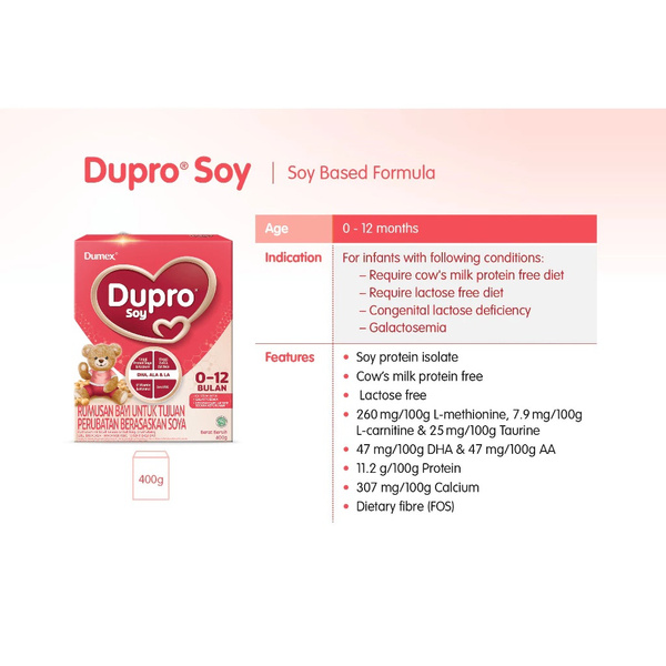 Dupro Soy Infant Formula 400g (0-12M) - Milkshop