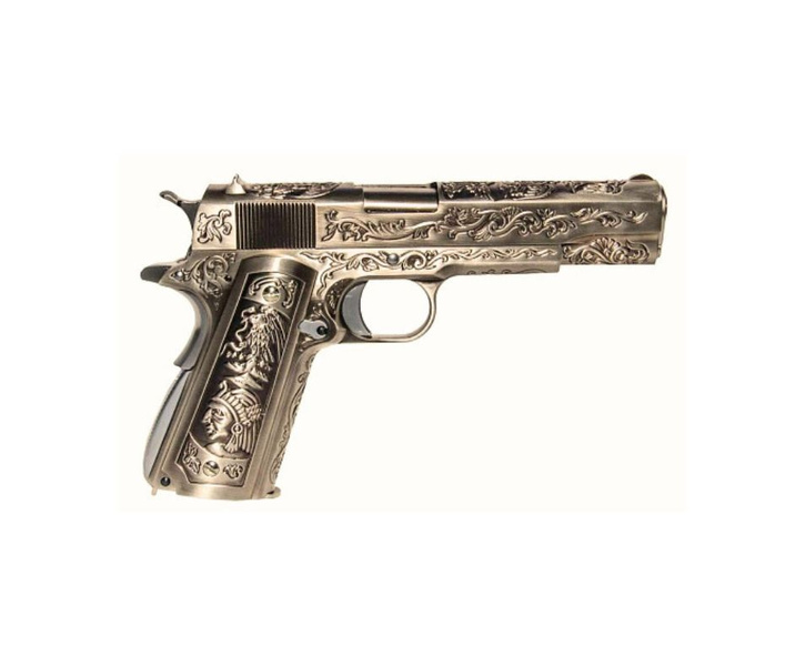 WE Silver 1911 Inca Warrior Engraving GBB Airsoft Pistol - Mk 7 Airsoft ...