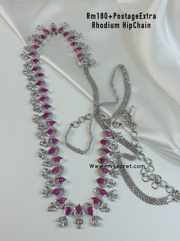 D.NO-054 - RHODIUM HIP CHAIN - MV SECRET JEWELLERY