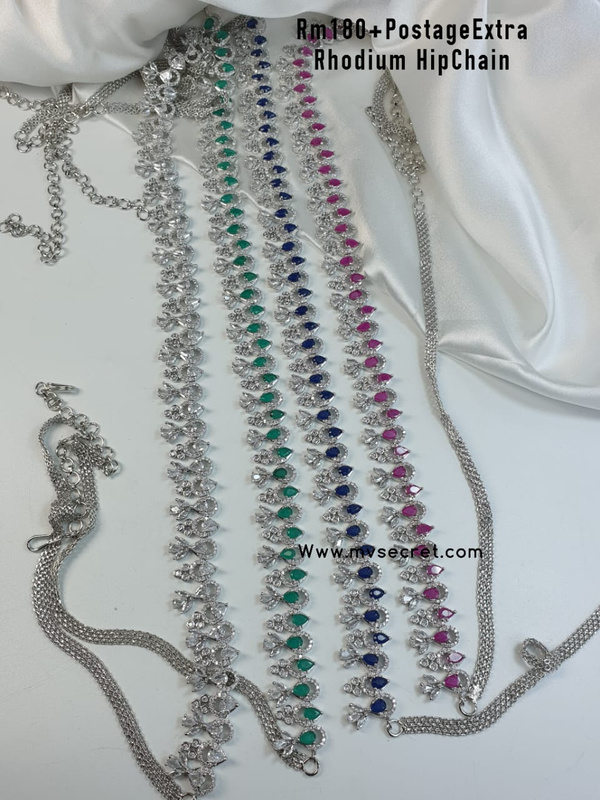 D.NO-054 - RHODIUM HIP CHAIN - MV SECRET JEWELLERY
