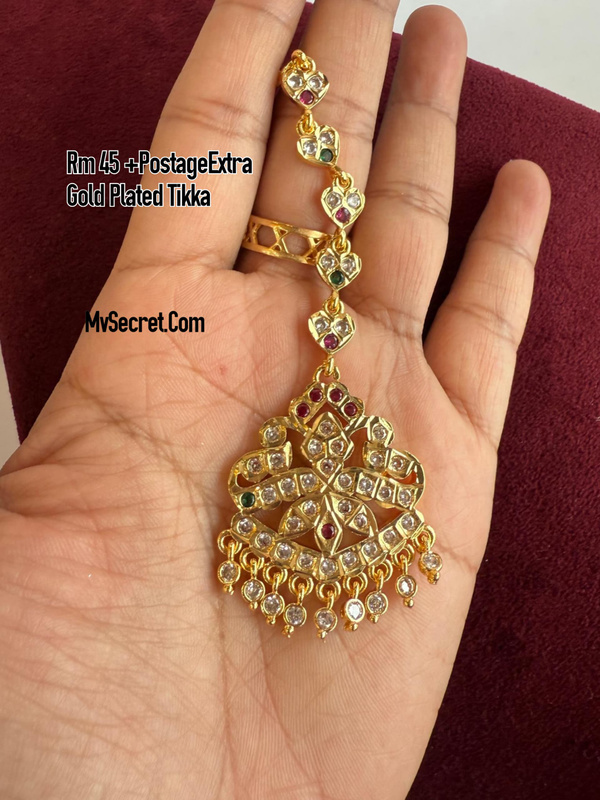 D.NO 025 - GOLD PLATED TIKKA - MV SECRET JEWELLERY