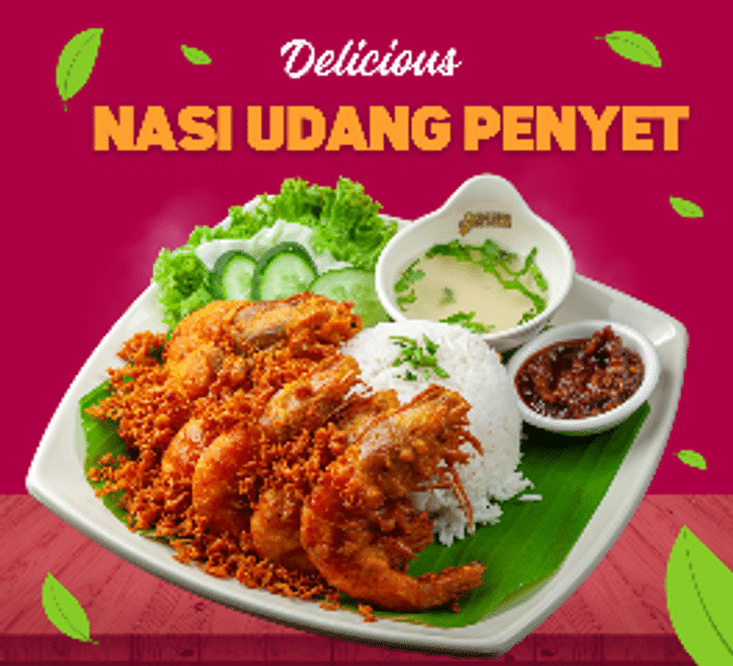 Nasi Udang Penyet - Nasi Kukus Sotong Besar