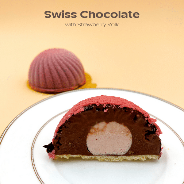 Swiss Chocolate with Strawberry Yolk Gelato Mooncake - Nica Gelateria