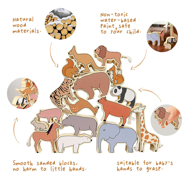 Wooden Zoo Animal Stacking - ParenThing