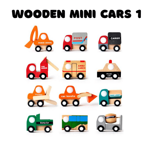 Wooden Mini Vehicles (Set of 12pcs) - ParenThing