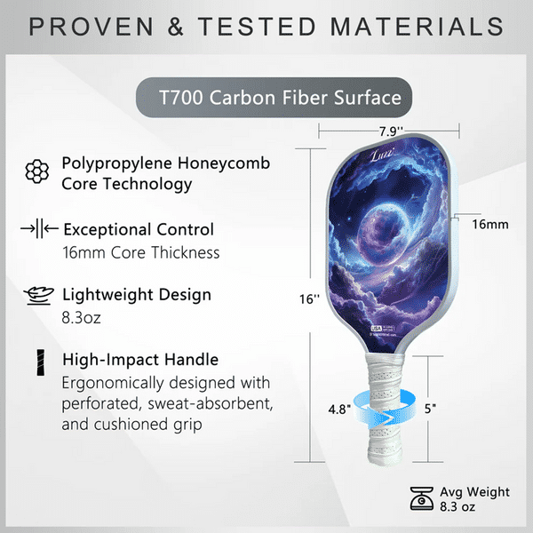 Luzz Pickleball PLANET Original Paddle (16mm) T700 Carbon Fiber ...
