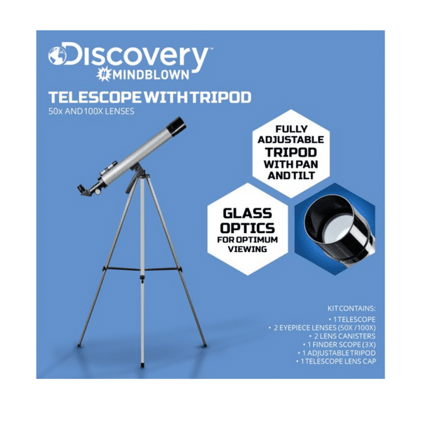 Discovery Telescope with Tripod, 50X and 100X Lenses - Rooke&Reese