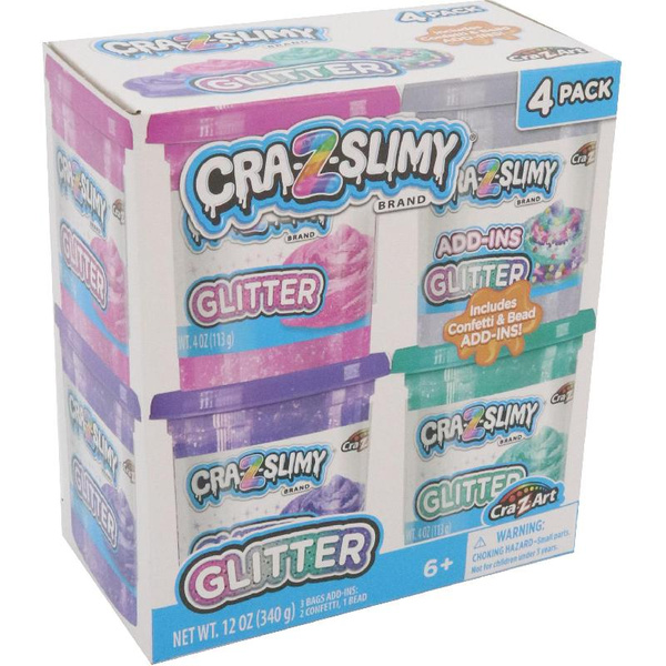 Cra-Z-Slimy Glitter with Confetti and Beads 4-Pack - Rooke&Reese