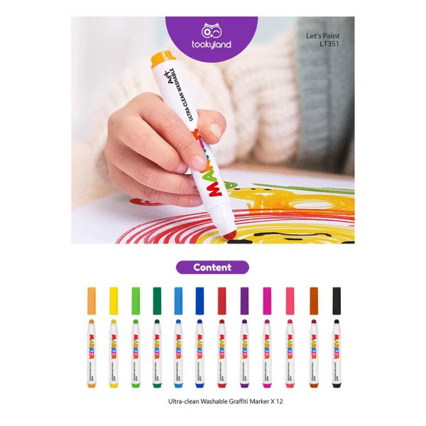 Tookyland Ultra-Clean Washable Graffiti Markers 12 colors - Rooke&Reese