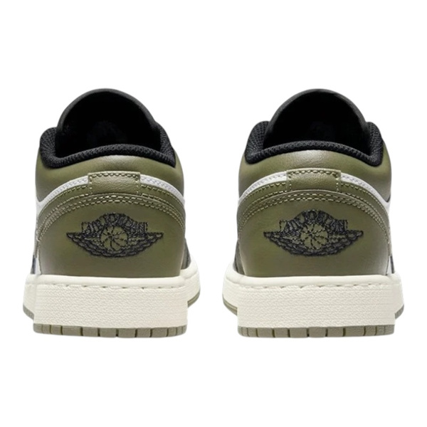 AIR Jordan 1 Low (GS) Black/White-Medium Olive (553560 092) - Solefied
