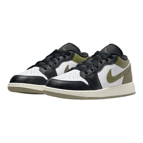 AIR Jordan 1 Low (GS) Black/White-Medium Olive (553560 092) - Solefied