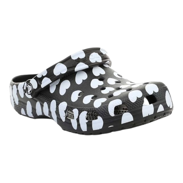 Crocs Classic Heart Print Clog Black/White (207679-066) - Solefied