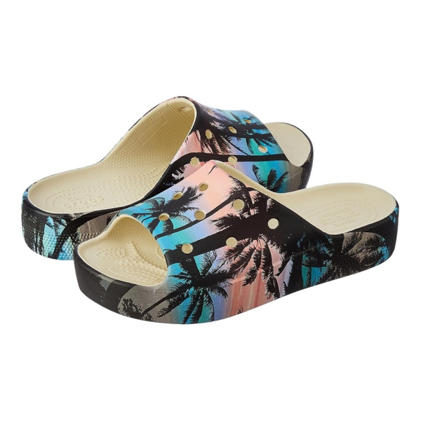 Crocs Classic Platform Retro Resort Slide Bone/Multi (208765-2Y3 ...