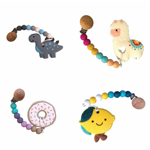 Bunny Buddy Teether w/ Wooden Clip - Storked